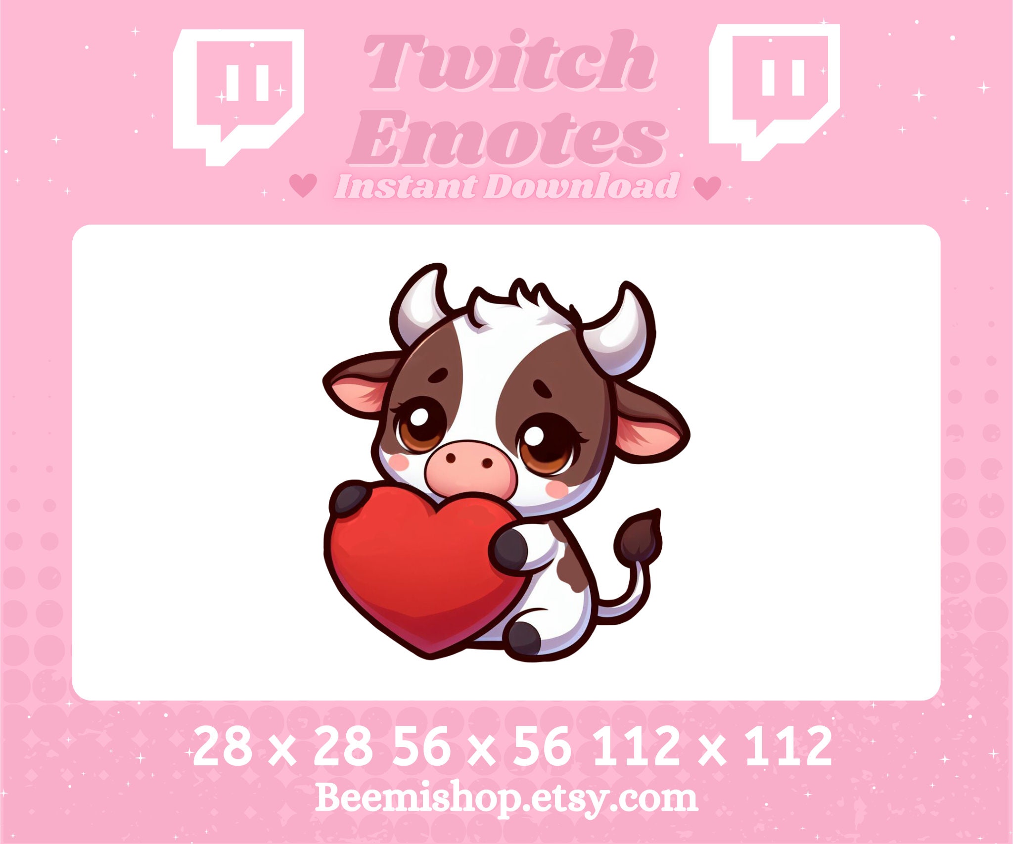 Twitch Discord Emote Cute Chibi Brown Cow Emotes Love Heart Comfy Cozy ...