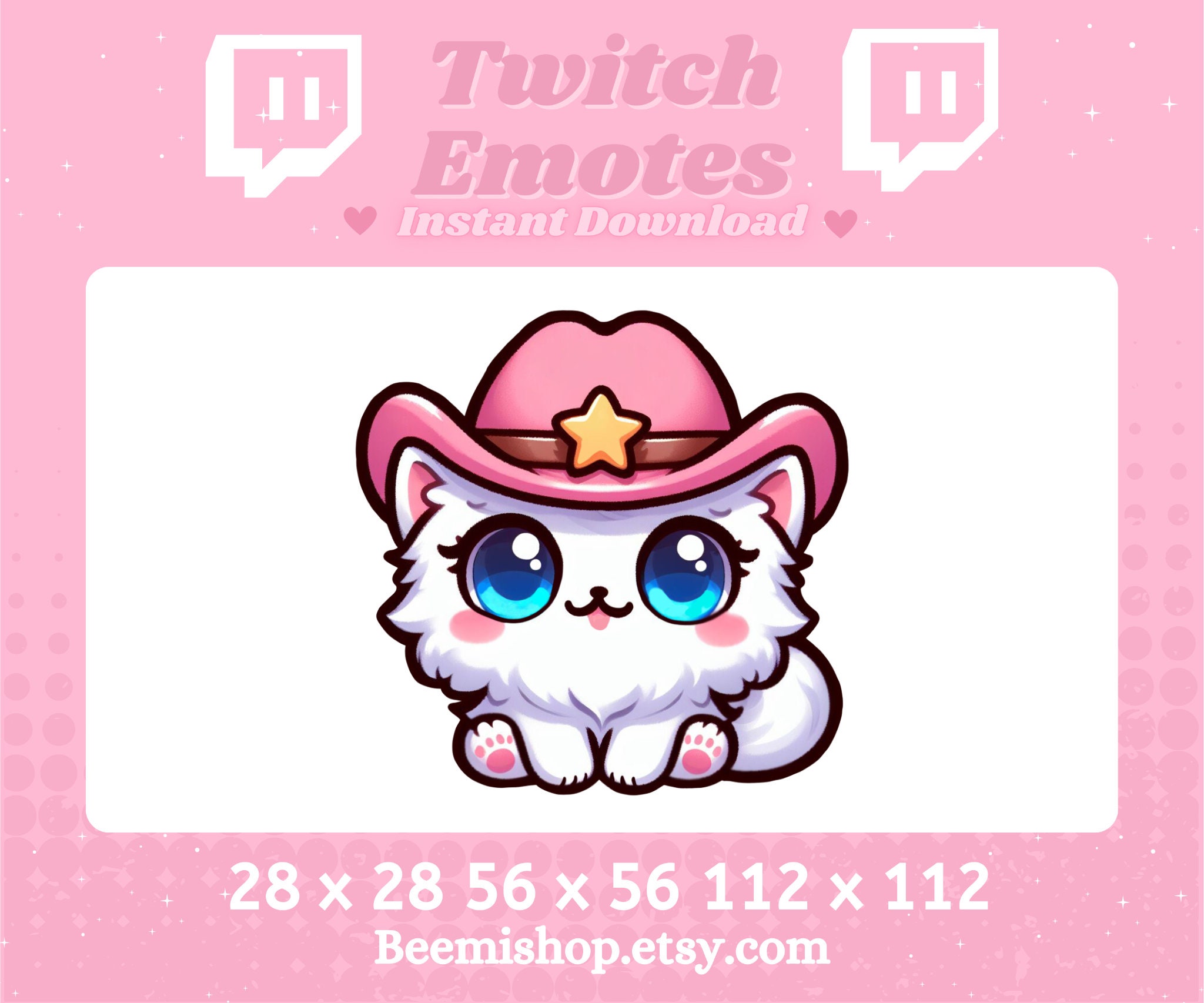 Twitch Emotes Discord Emote White Cat Emotes Fluffy Pink Cowboy Hat ...