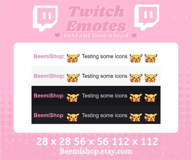Twitch Discord Emote Cute Pikachu Pokemon Eating Pizza Emotes Happy ...
