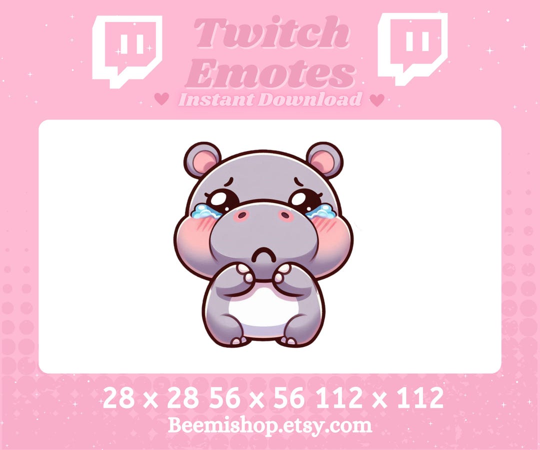 Hippo Sad Upset Crying Adorable Twitch Discord Emotes Server Kawaii ...
