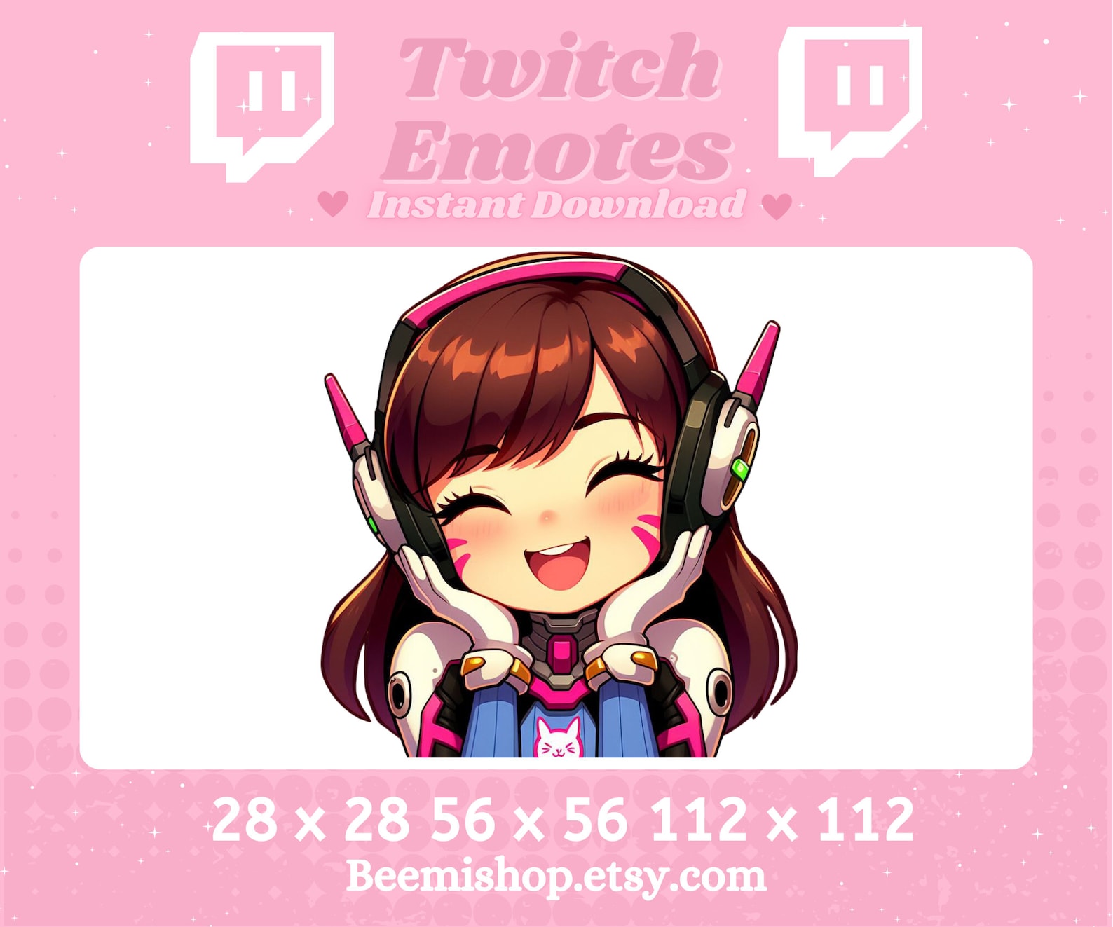 Twitch Discord Emote Cute Overwatch Dva Emotes Laughing Happy Giggle ...