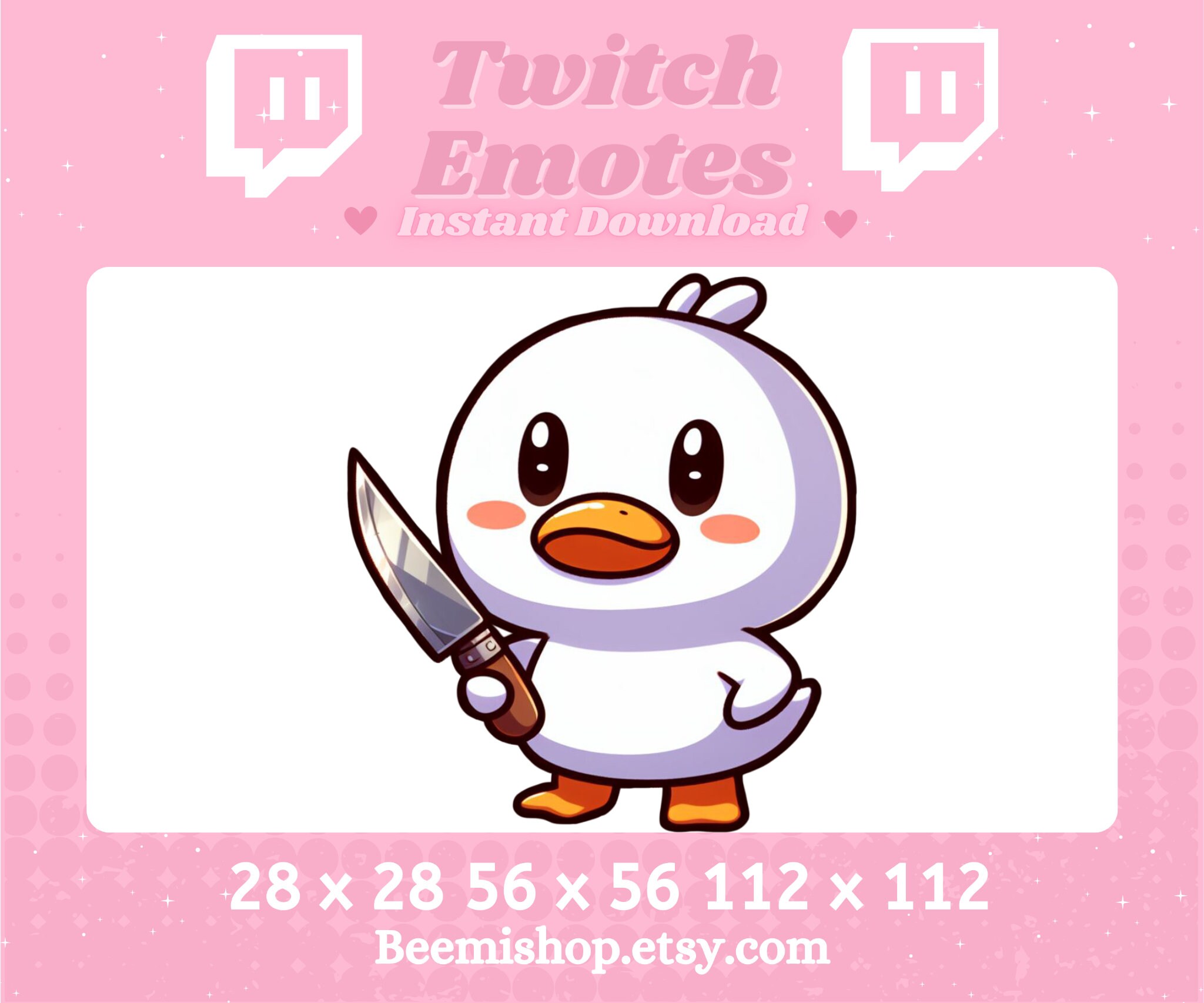 Twitch Discord Emote Cute Goose Holding A Knife Dangerous Scary Kawaii ...