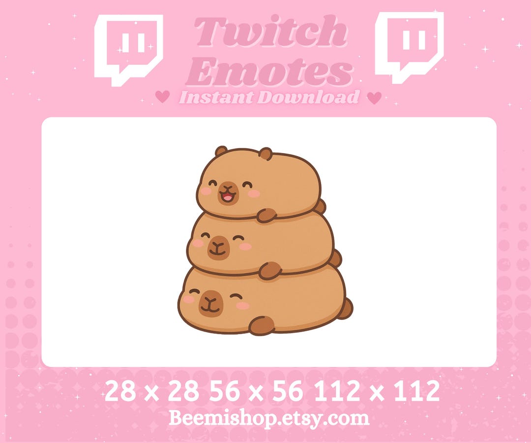 Chonky Capybara Stack Cute Cozy Comfy Happy Sleepy Twitch Discord Emote ...