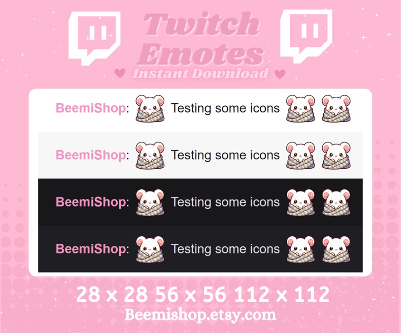 Twitch Emotes Discord Emote Cute Mouse Emotes White Comfy Blanket Cozy ...