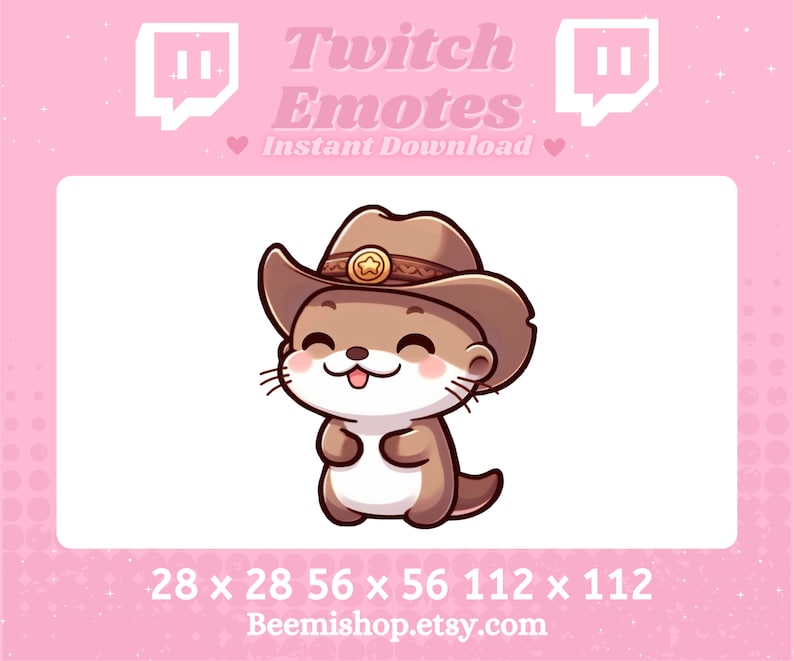 Cute Otter Cowboy Emotes Happy Adorable Youtube Server Kawaii Animal ...