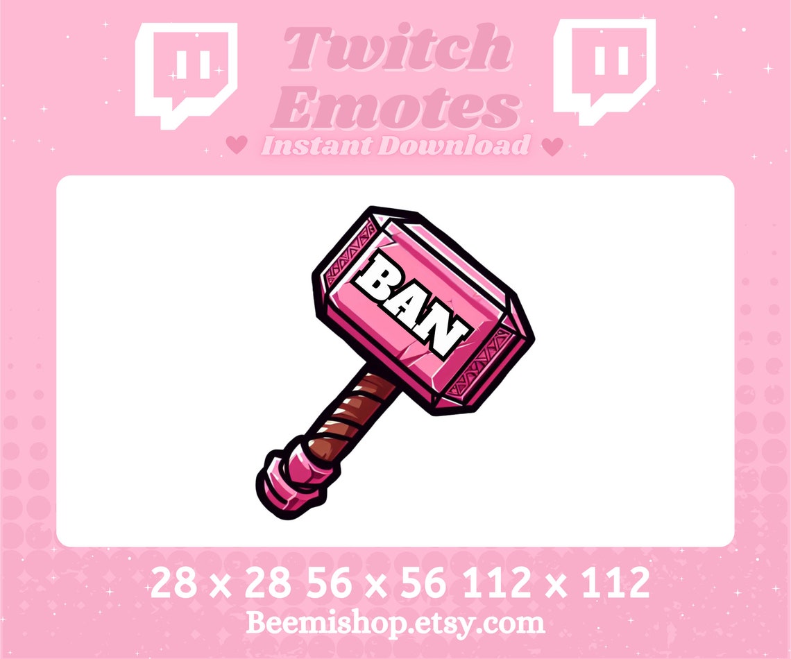 Twitch Emotes Discord Emote Funny Pink Cute Hammer Ban Emotes Youtube ...