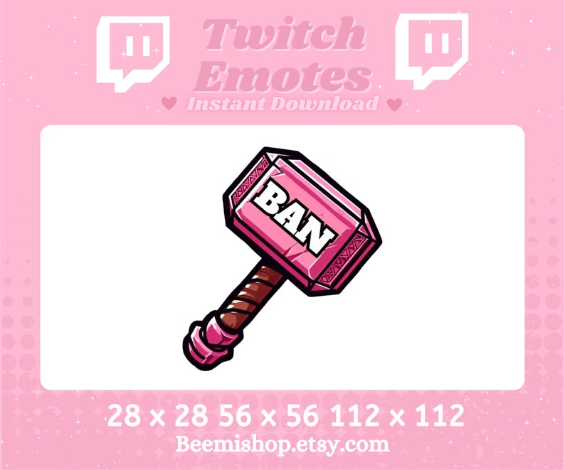 Twitch Emotes Discord Emote Funny Pink Cute Hammer Ban Emotes Youtube ...