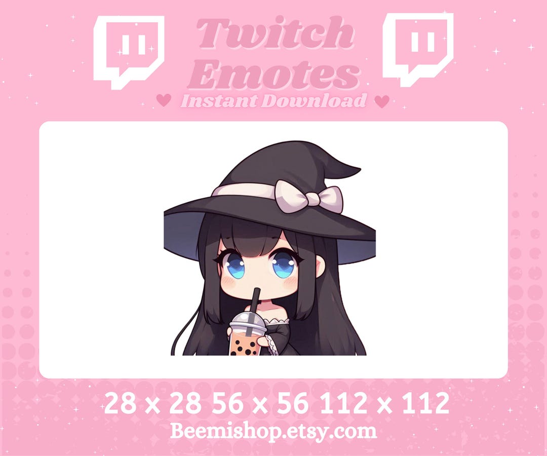 Chibi Girl Witch Drinking Boba Halloween Spooky Tea Kawaii Adorable ...