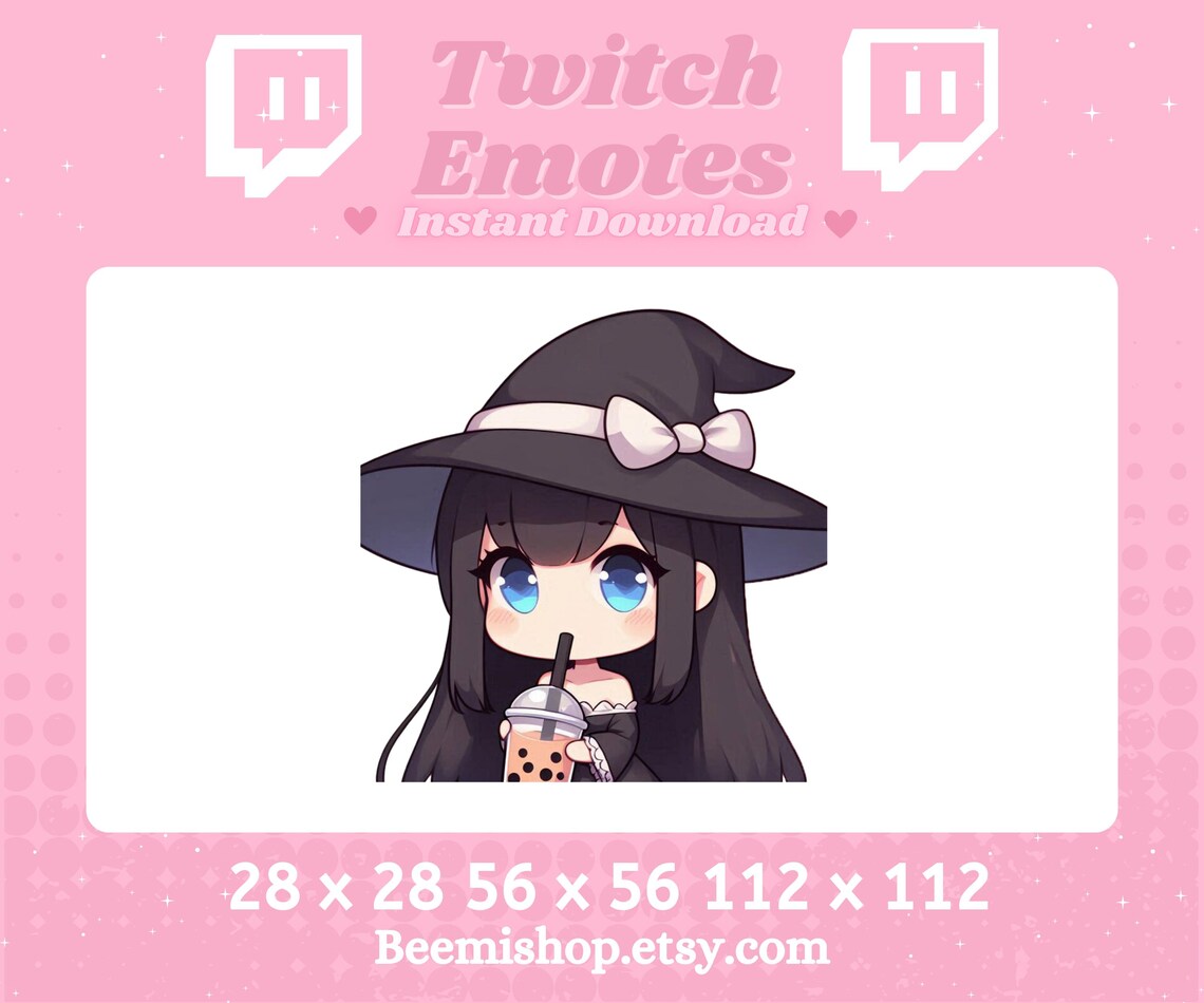 Chibi Girl Witch Drinking Boba Halloween Spooky Tea Kawaii Adorable ...