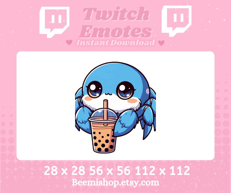Blue Jumping Spider Drinking Boba Tea Kawaii Cuddle Adorable Twitch ...