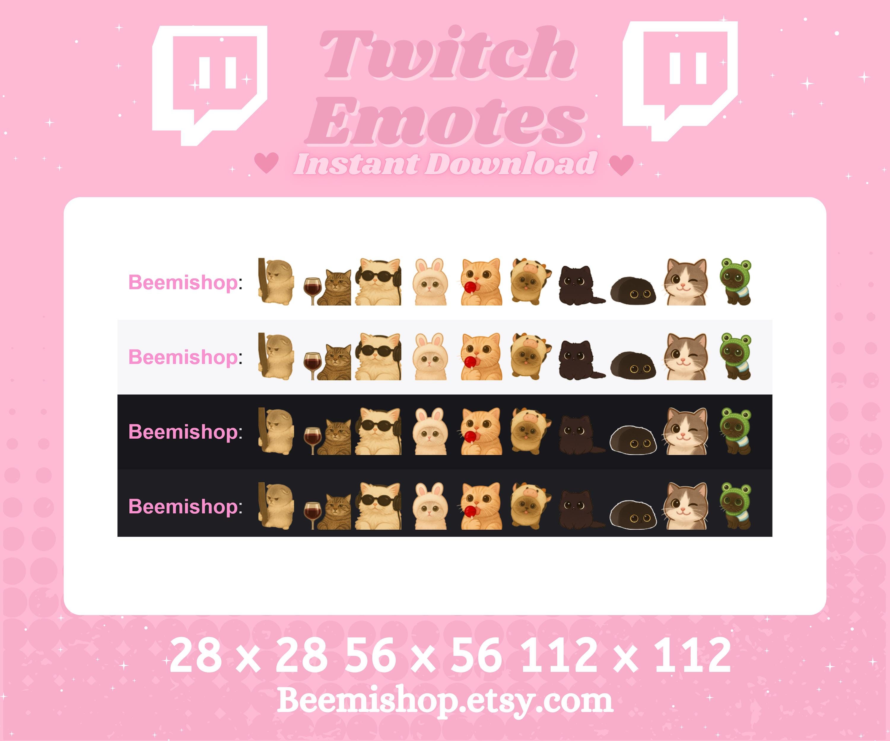 10 Meme Cats Twitch Emotes Funny Cat Emote Pack, Cute Kitten Stickers ...
