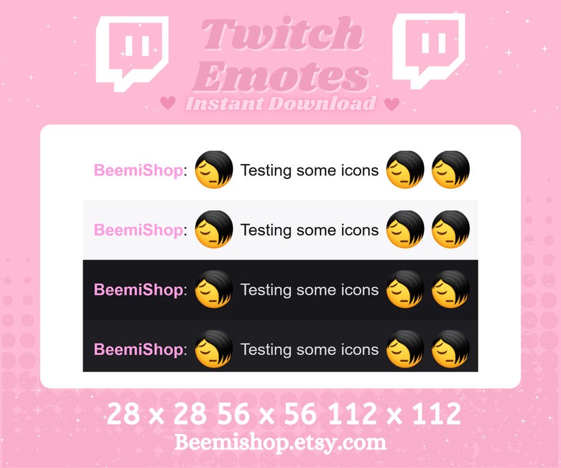 Emo Sad Emoji Twitch Discord Reaction Emote – Goth Mood Stream Chat ...