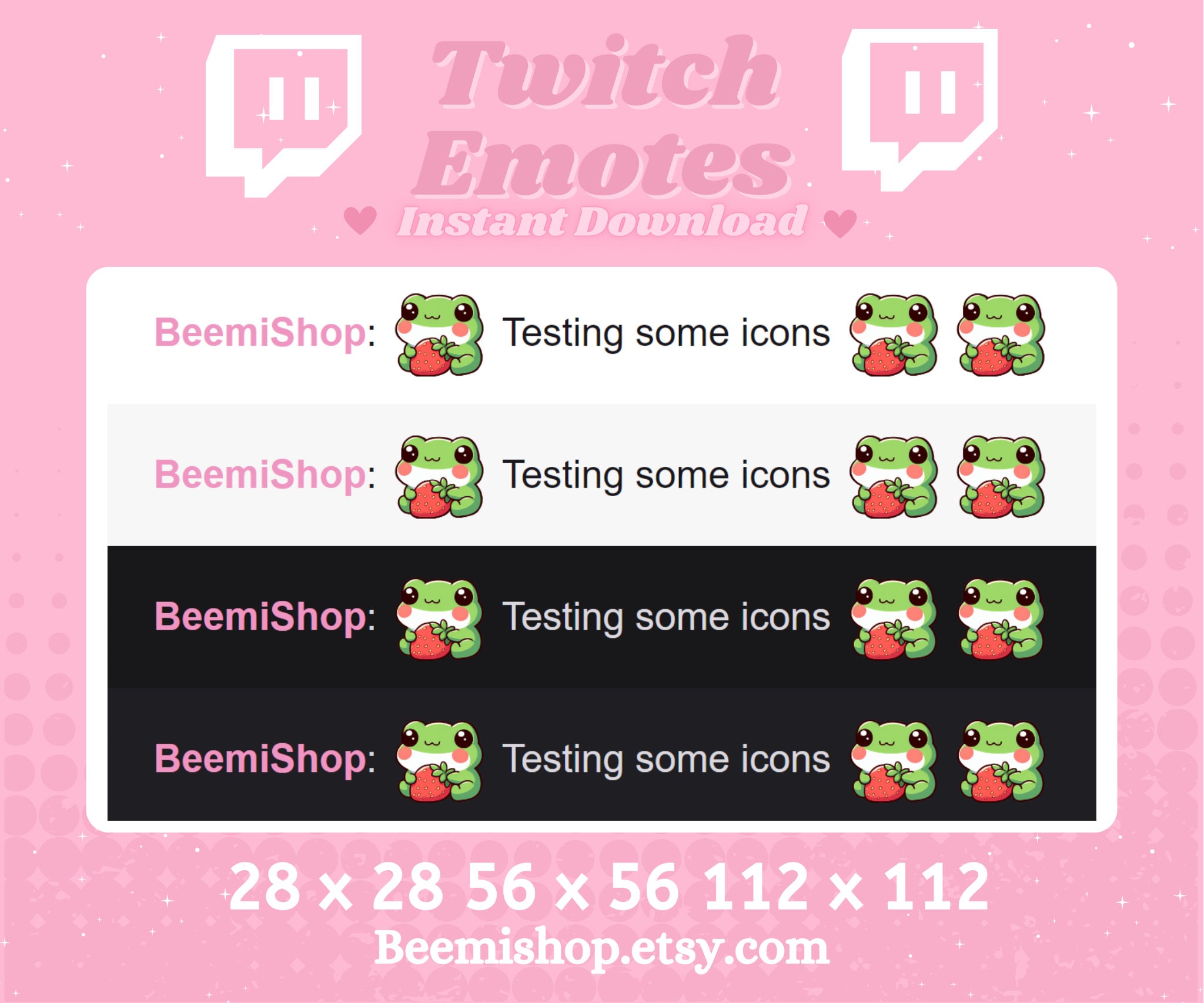 Twitch Emote Cute Chibi Frog Emotes Strawberry Happy Fruit Stream Comfy ...