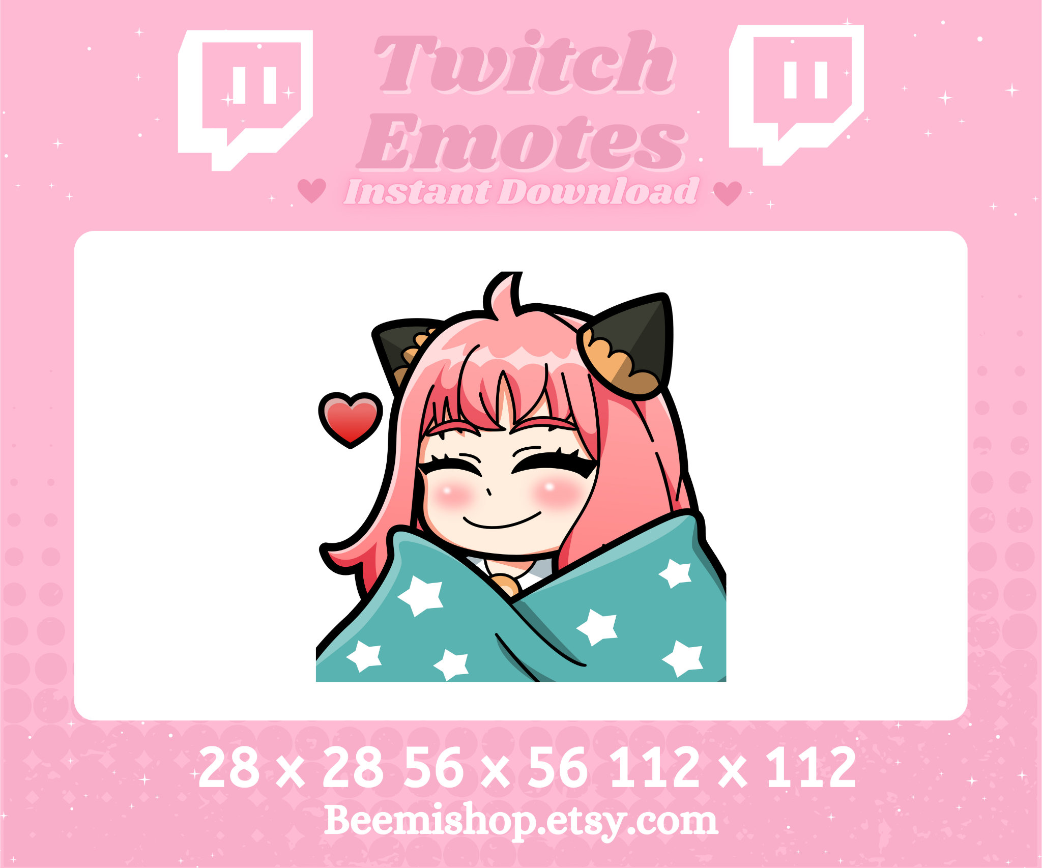 Twitch Discord Emote Cute Chibi Anya Anime Emotes Blanket Comfy Cozy ...