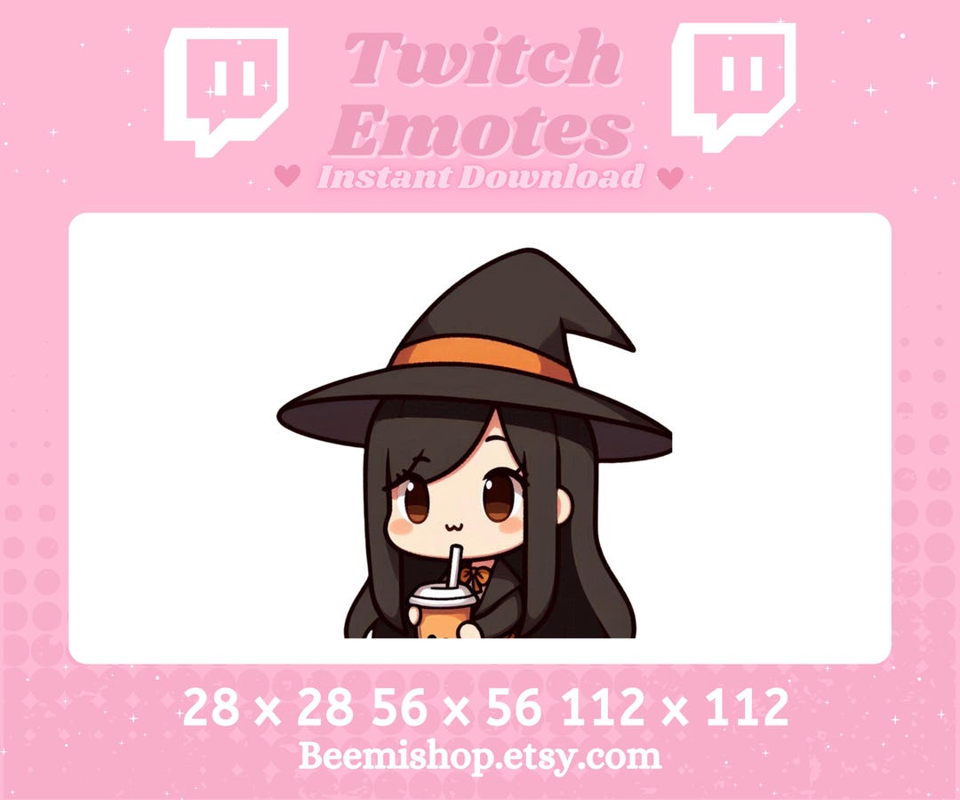 Chibi Girl Witch Drinking Boba Halloween Spooky Tea Kawaii Adorable ...