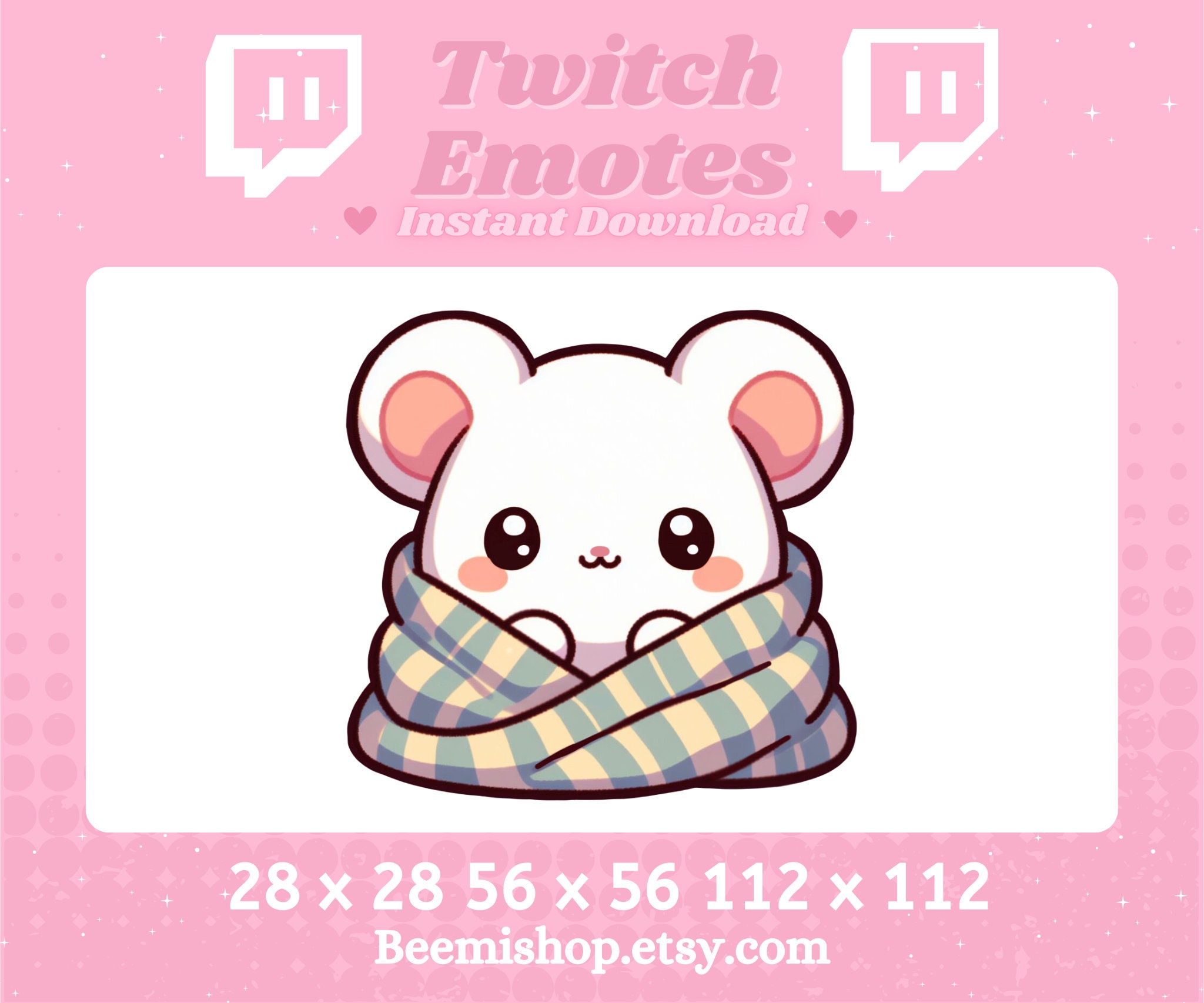 Twitch Emotes Discord Emote Cute Mouse Emotes White Comfy Blanket Cozy ...