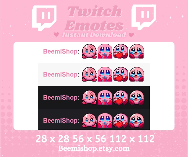 Twitch Emote Discord 4 Kirby Mad Crying Heart Drinking Slurping Cute ...