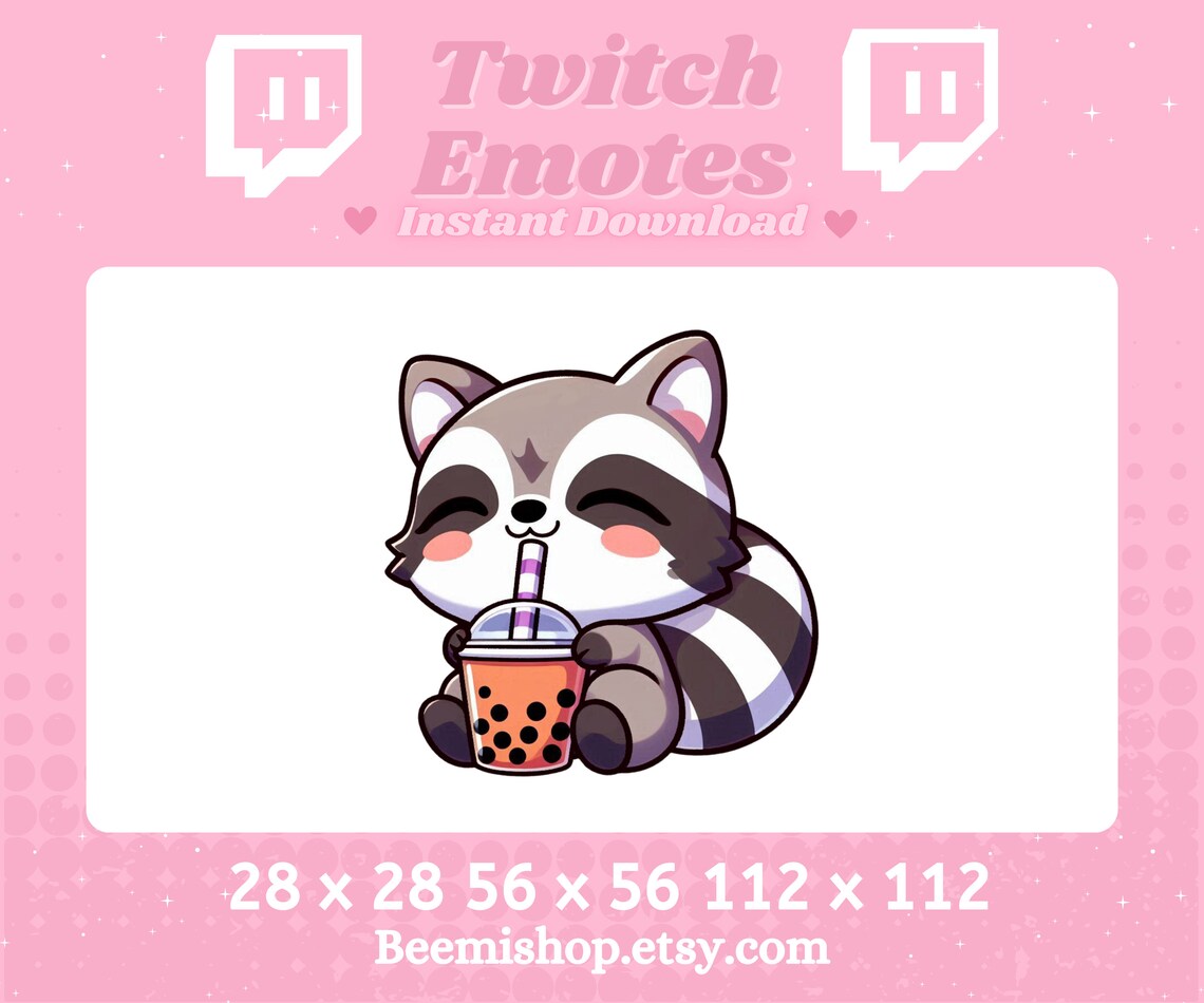 Raccoon Drinking Boba Tea Cute Twitch Youtube Kawaii Adorable Twitch ...