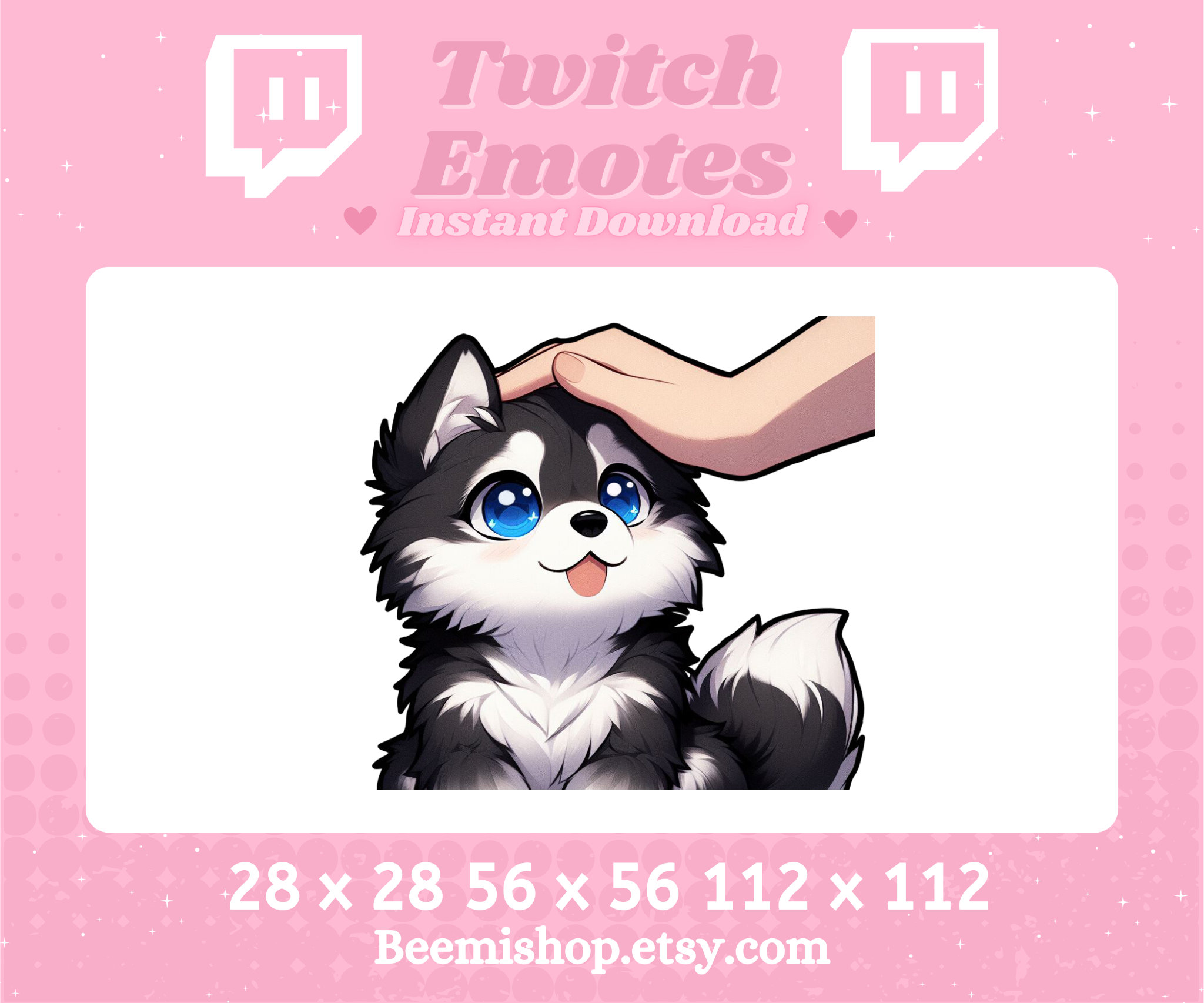 Cute Chibi Husky Dog Headpat Black and White Blue Eyes Adorable Youtube ...