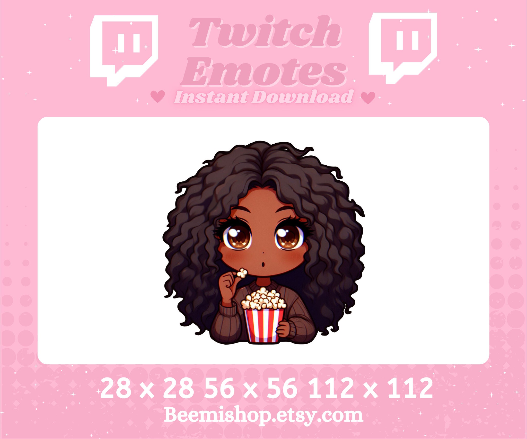 Chibi Black Girl Eating Popcorn Drama Cute Youtube Stream Black Curly ...