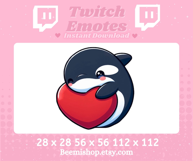 Orca Whale Love Heart Hug Happy Fish Adorable Twitch Discord Emote ...