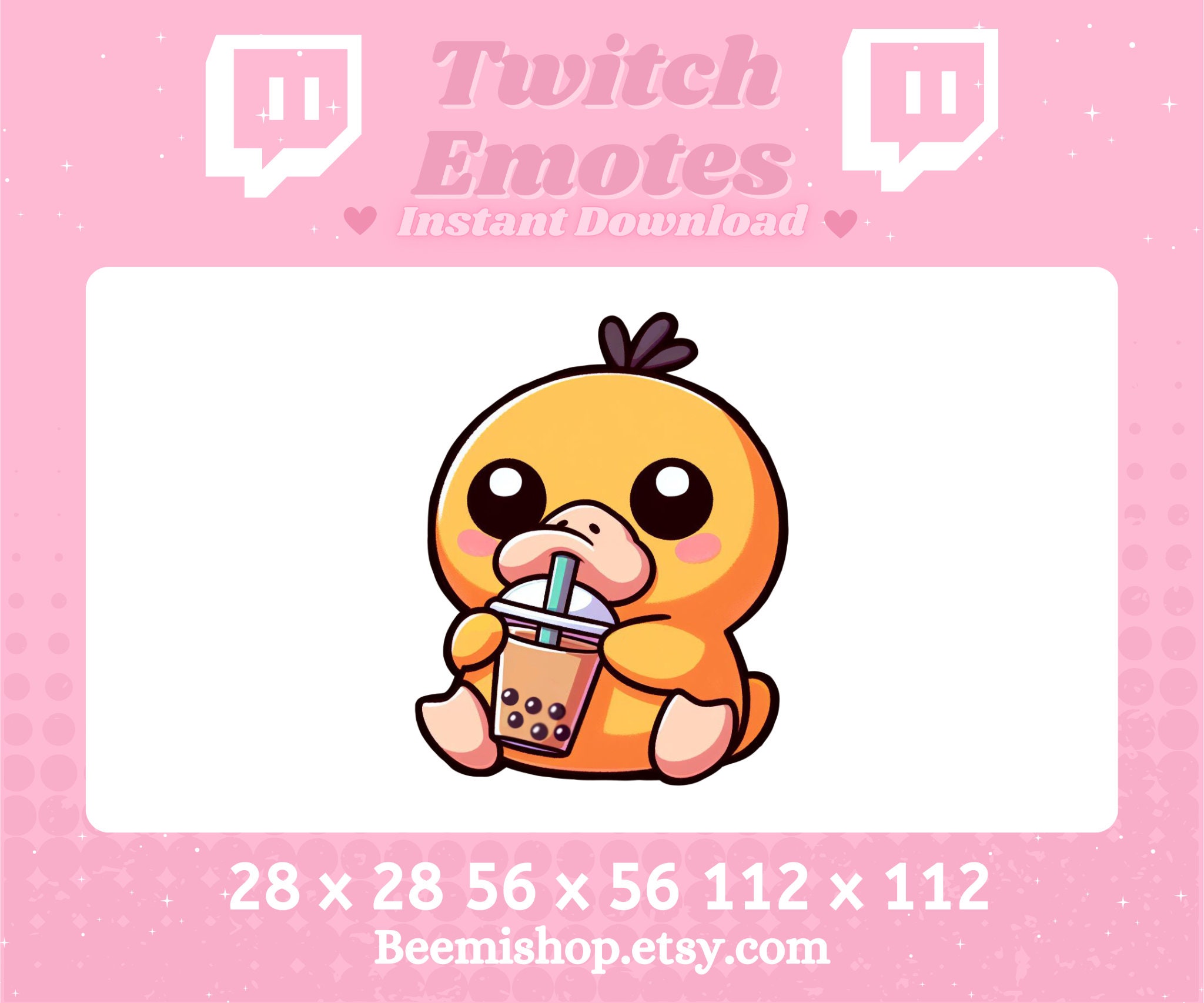 Cute Psyduck Pokemon Drinking Boba Tea Kawaii Youtube Adorable Twitch ...