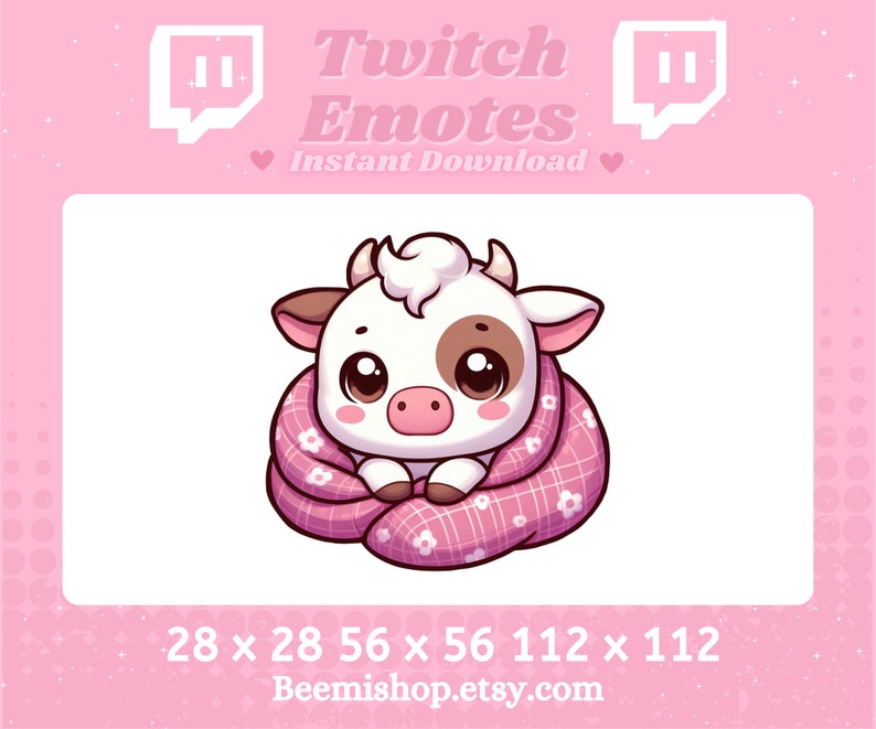 Twitch Discord Emote Cute Chibi Brown Cow Emotes Blanket Comfy Cozy ...