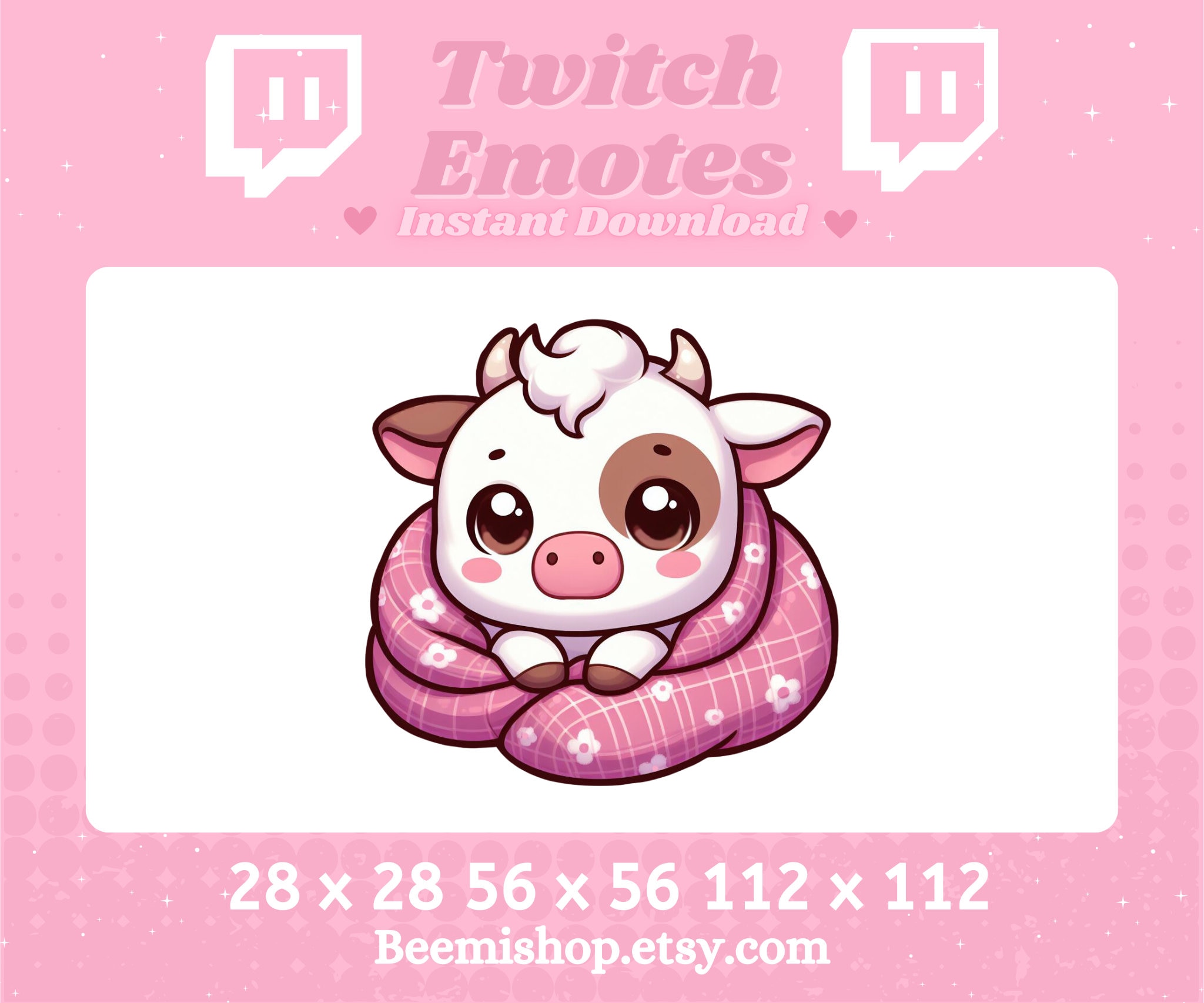 Twitch Discord Emote Cute Chibi Brown Cow Emotes Blanket Comfy Cozy ...