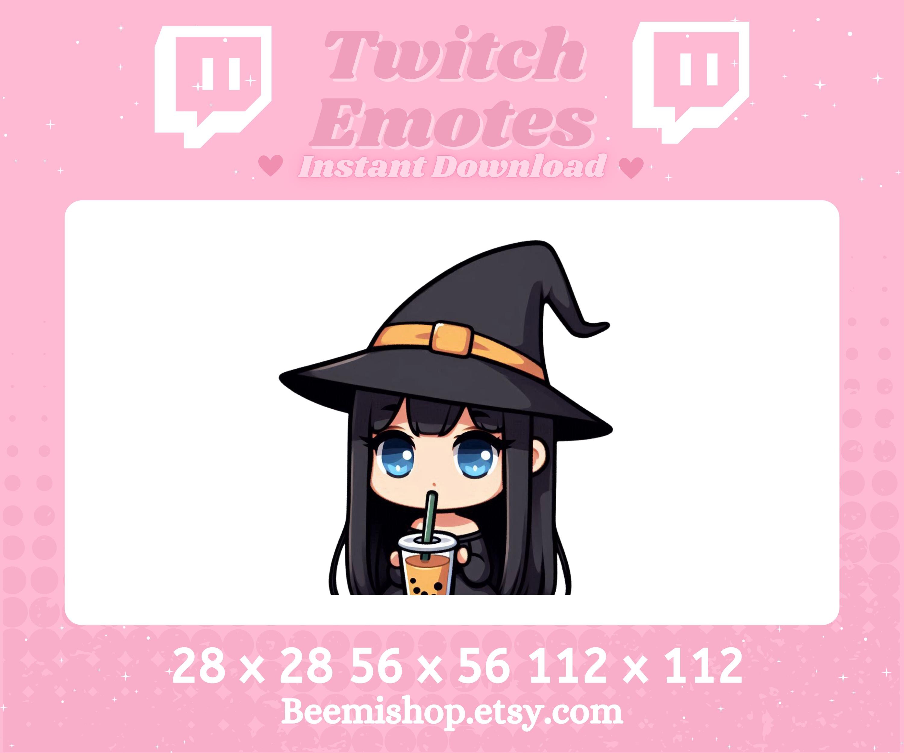 Chibi Girl Witch Drinking Boba Halloween Spooky Tea Kawaii Adorable ...