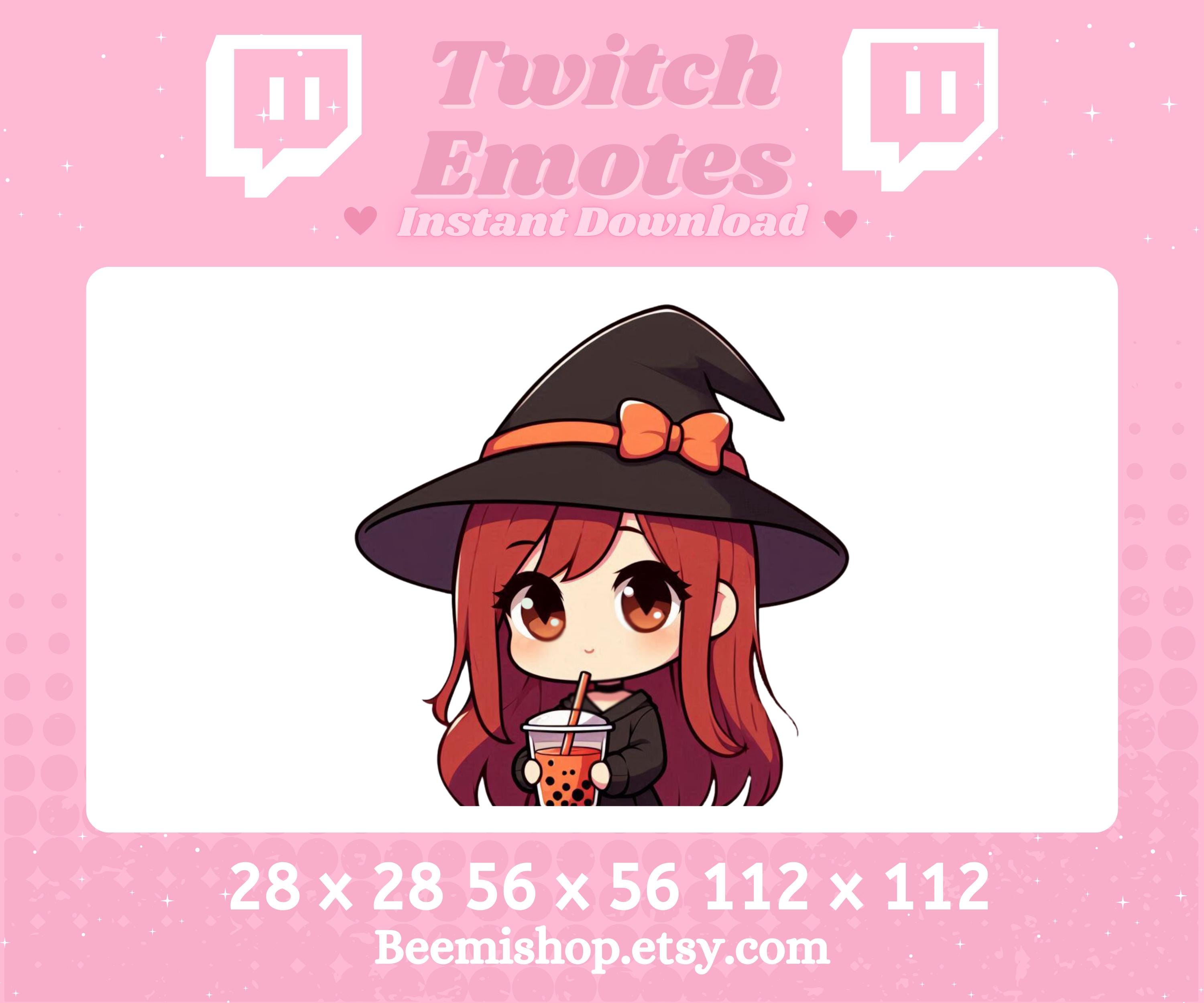 Chibi Girl Witch Drinking Boba Halloween Spooky Tea Kawaii Adorable ...