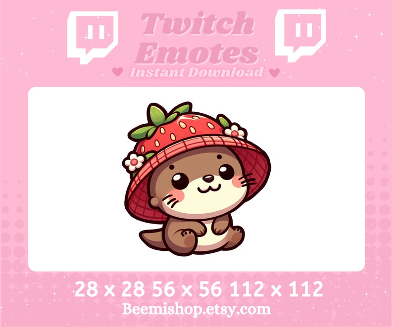 Twitch Discord Emote Otter Emotes Strawberry Hat Flower Fruit Cute ...