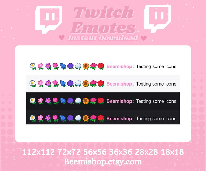 Floral Twitch Sub Badges Flower Emotes, Bit Badges, Channel Point Icons ...