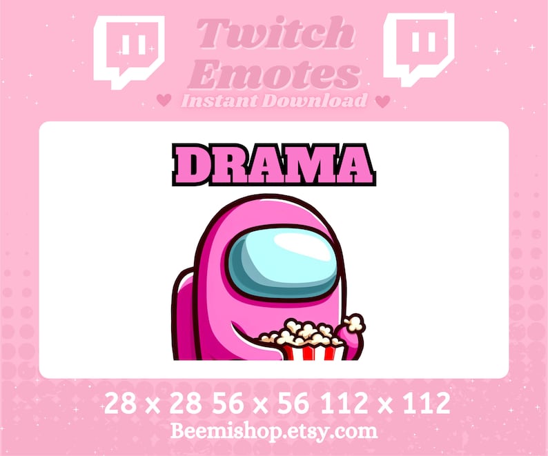 Twitch Emotes Discord Emote Funny Pink Among Us Emotes Eating Popcorn ...