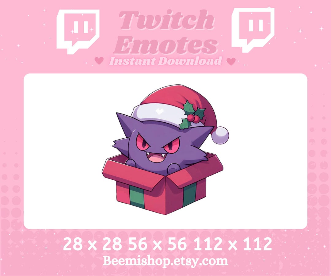 Christmas Hat Gengar in A Gift Box Lurk Peeking Hiding Santa Twitch ...