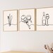 Set of 3 Line Drawing Printable Kitchen Decor, Kitchen Wall Art, Dining ...