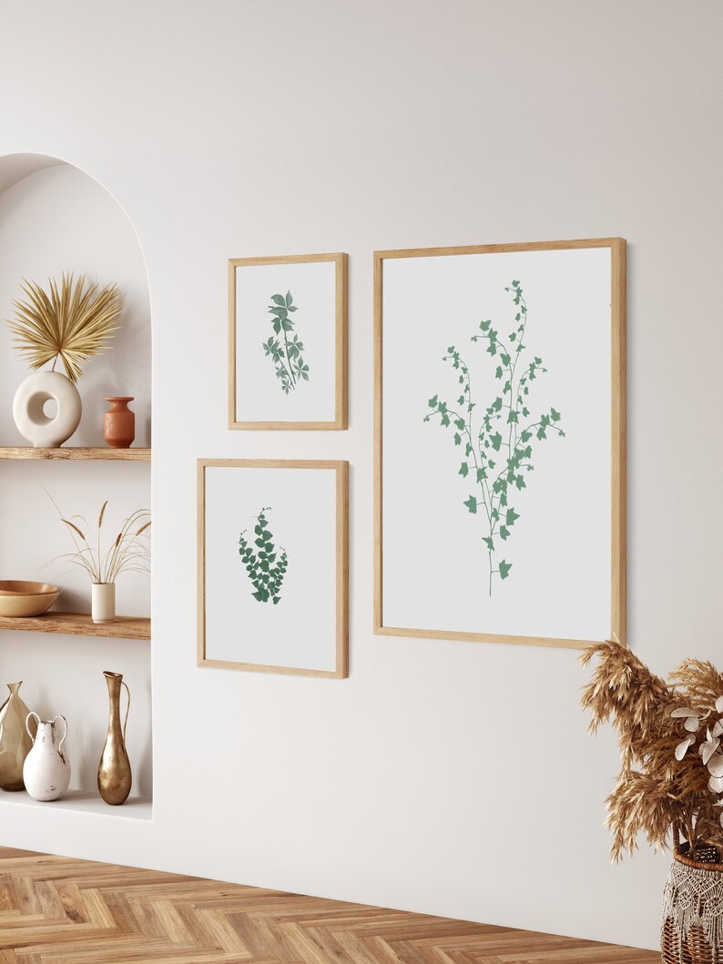 Set of 6 Greenery Wall Art, Printable Botanical Plant, Minimalist ...
