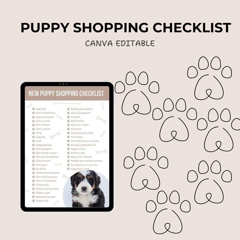 Ultimate New Puppy Checklist Printable Pet Owner Guide Dog Essentials ...
