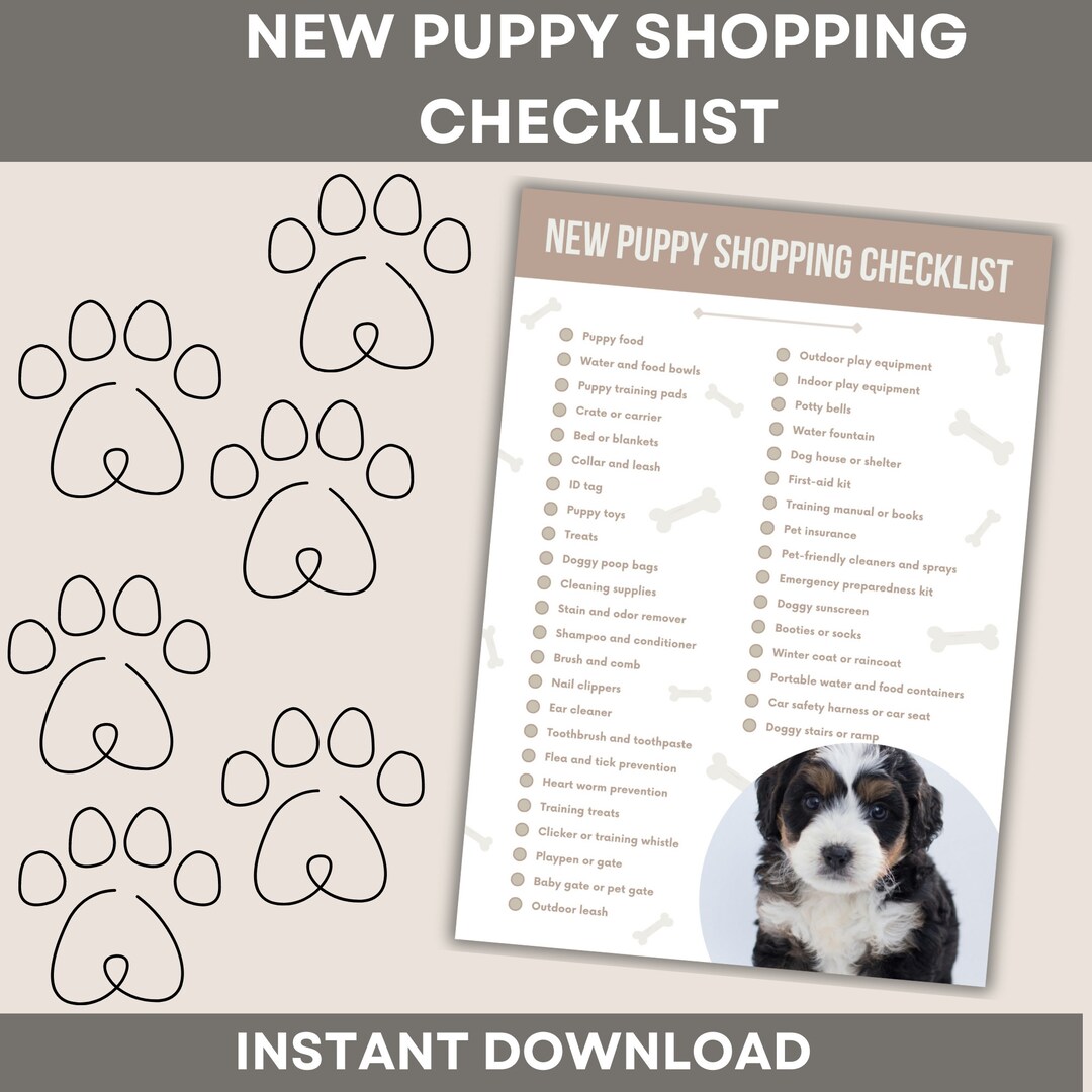 Ultimate New Puppy Checklist Printable Pet Owner Guide Dog Essentials ...
