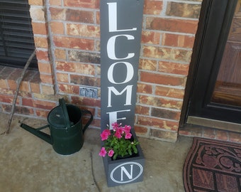 Large Welcome Sign With Planter Welcome Wood Planter Box - Etsy
