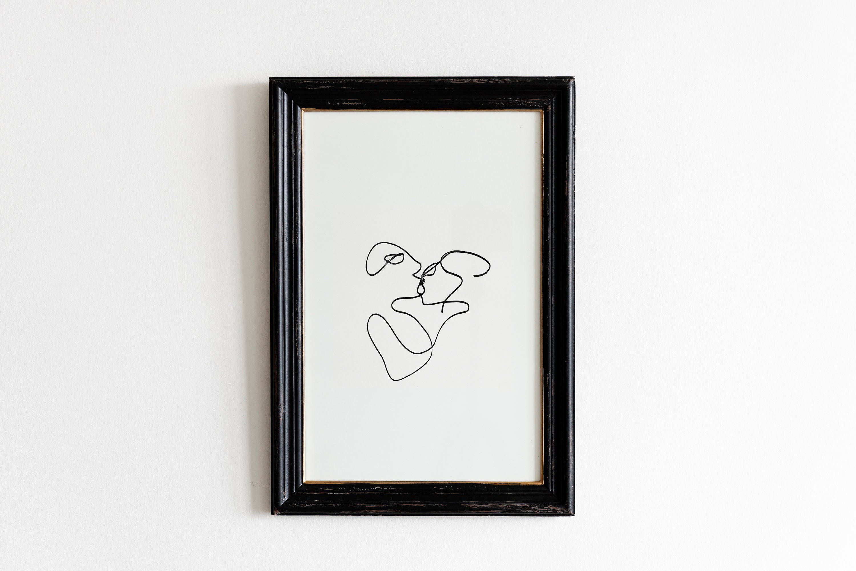 Couple Line Art, Deep Kissing, Cuddling, Hug, Kiss, Wall Decor, Couple ...