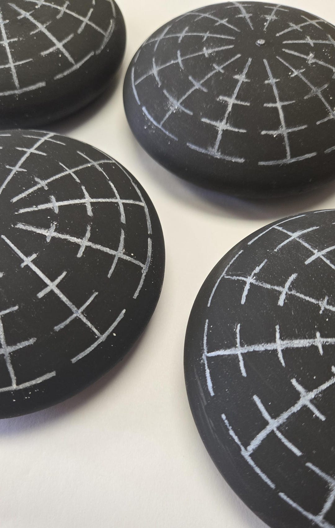 4" Handcrafted Gypsum Rock Painted Black With Guidelines - Etsy