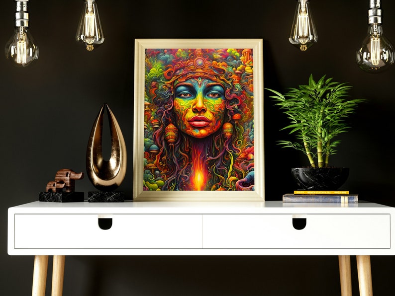 Psychedelic Goddess Wall Art, Trippy Wall Print Art, Spiritual Home ...