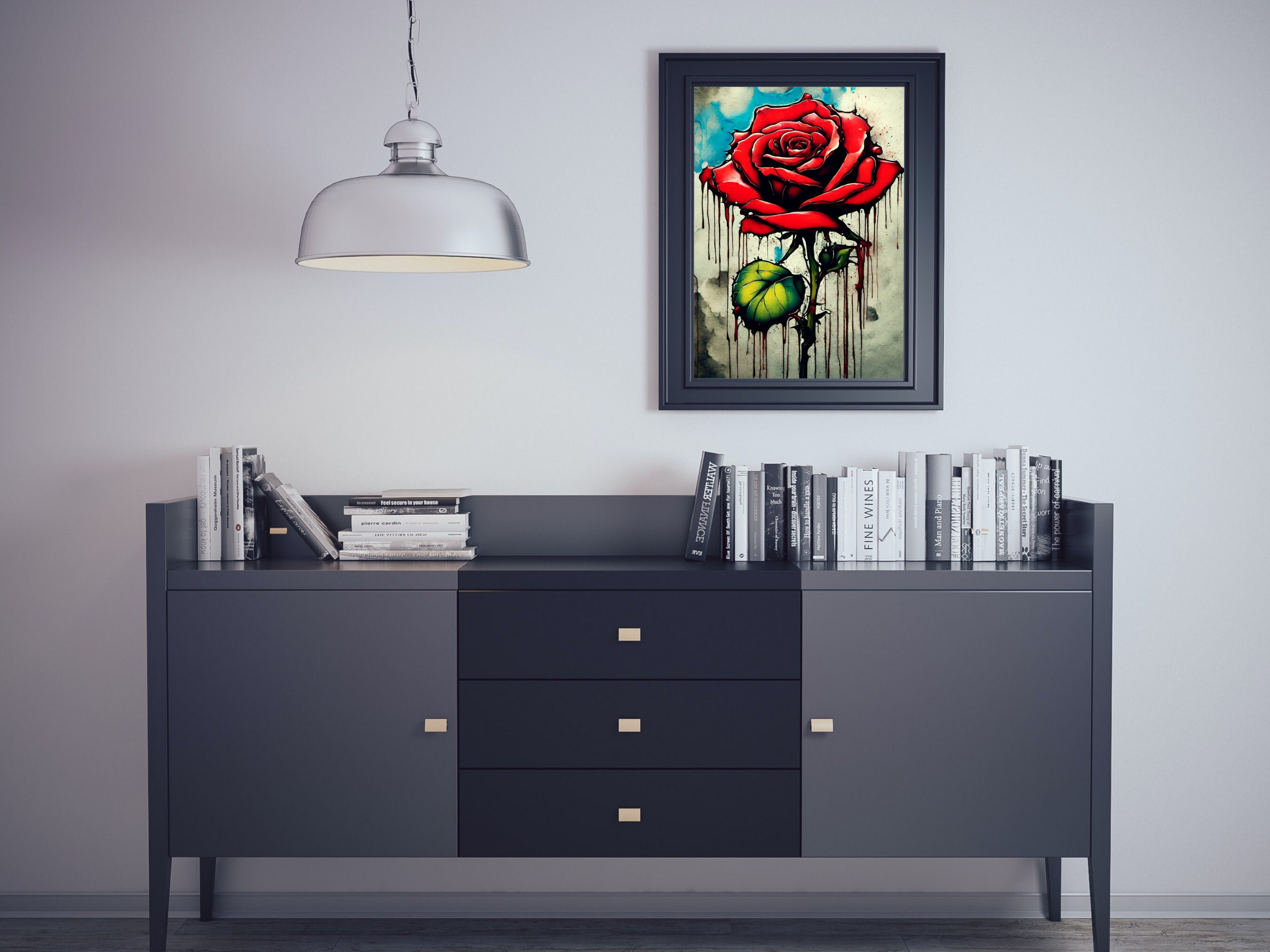 Red Rose Graffiti Wall Art | Urban Rose Street Art, Flower Wall Art ...
