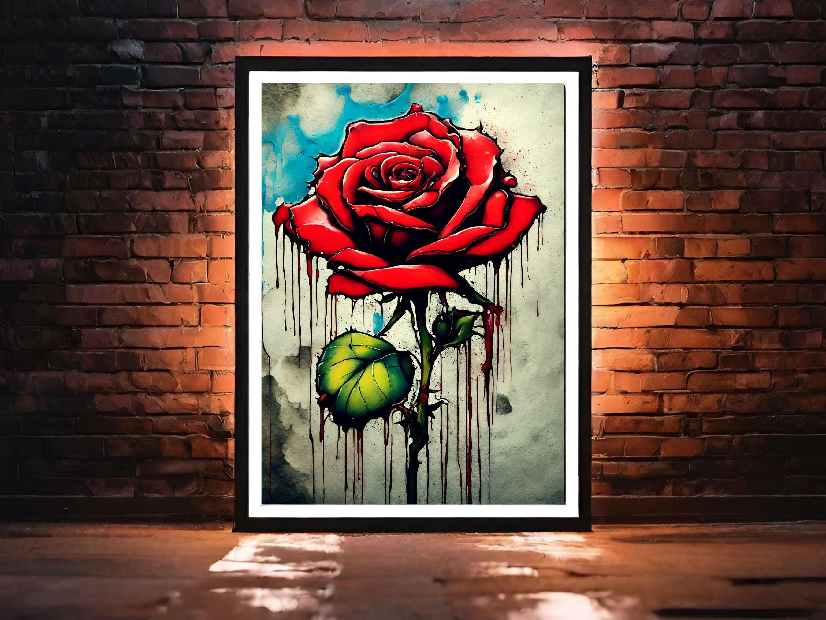 Red Rose Graffiti Wall Art | Urban Rose Street Art, Flower Wall Art ...