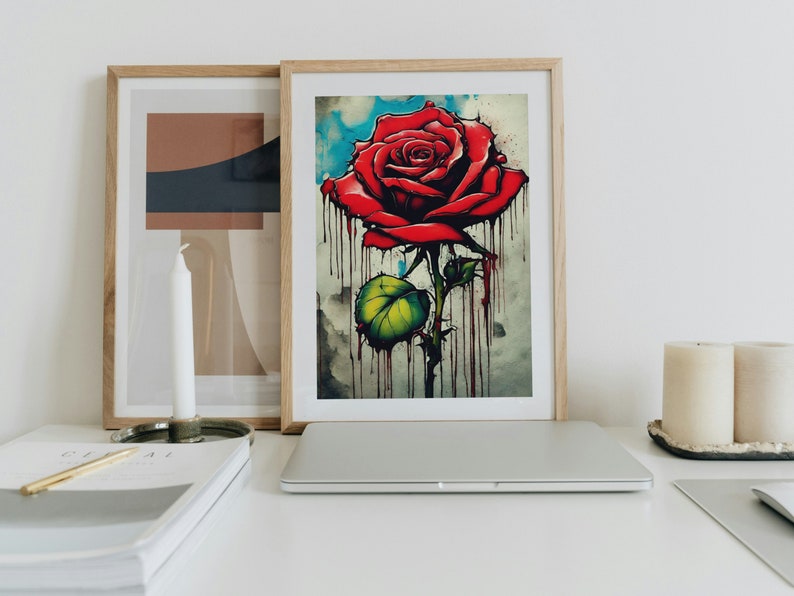 Red Rose Graffiti Wall Art | Urban Rose Street Art, Flower Wall Art ...