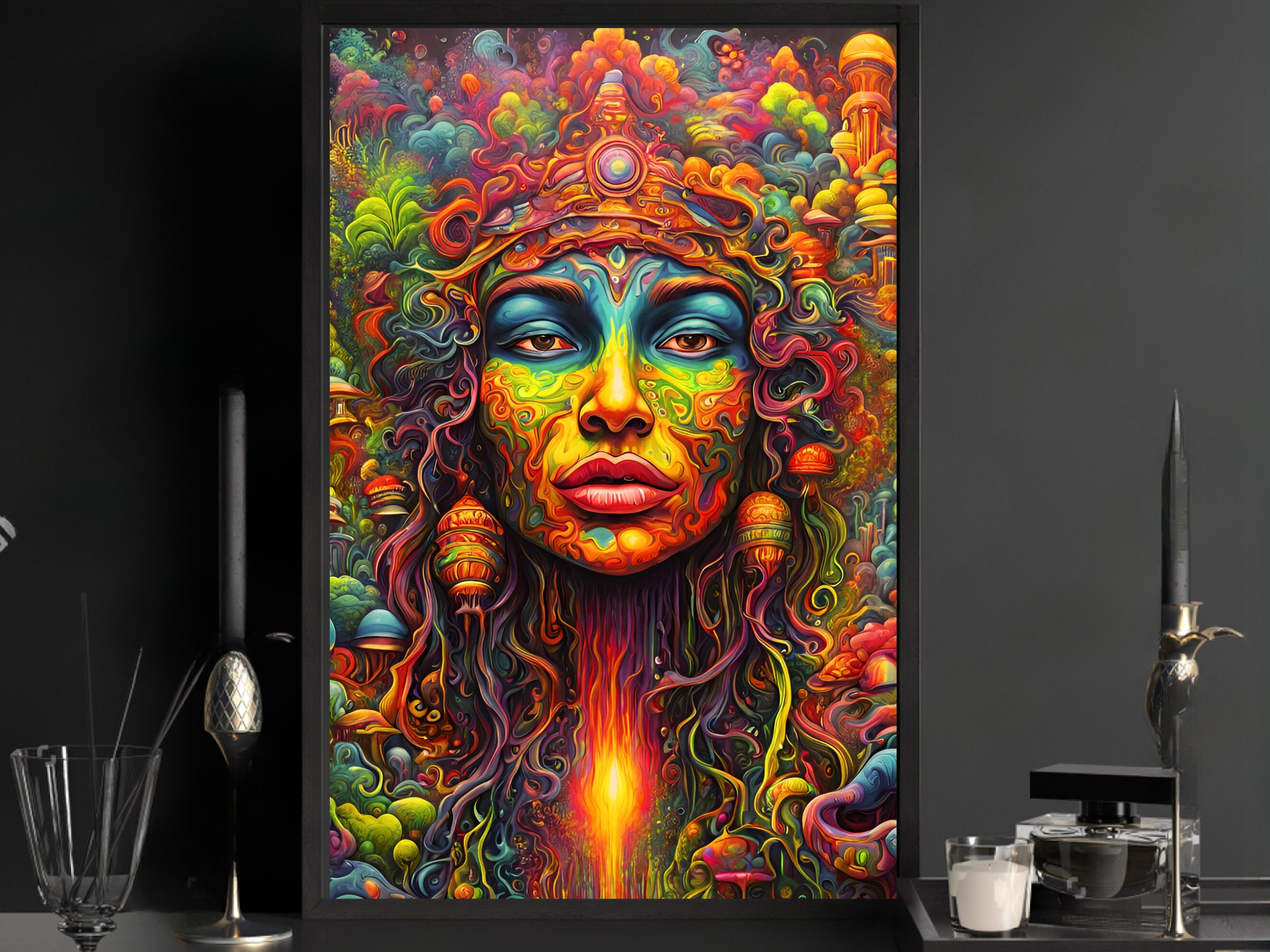 Psychedelic Goddess Wall Art, Trippy Wall Print Art, Spiritual Home ...
