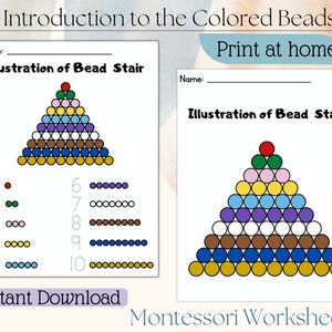 Montessori Color Bead Stair Worksheets : Introduction to the Colored ...