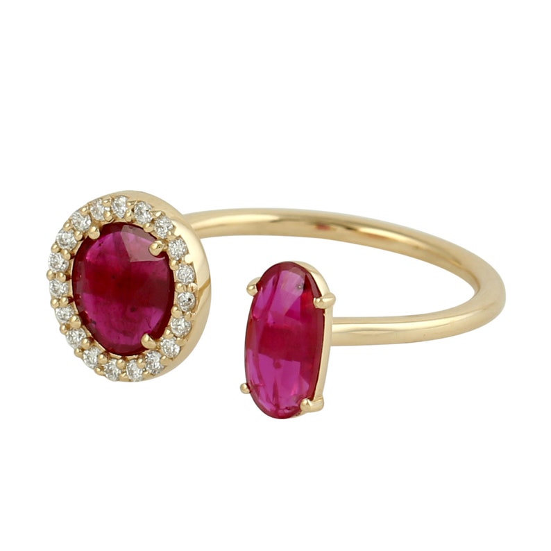 18K Yellow Gold Ruby & Diamond Bypass Ring by Barnaby Elegant Fine ...