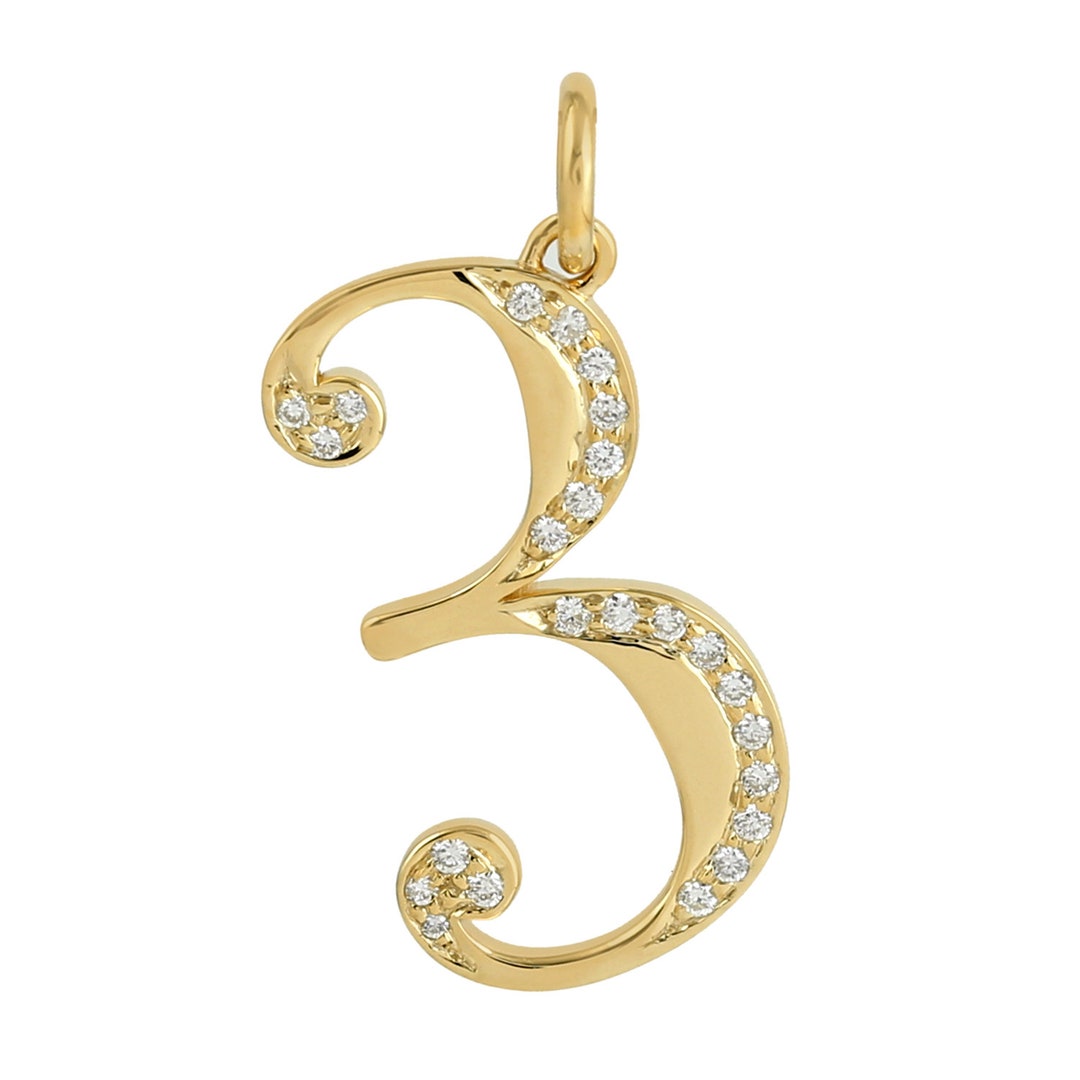 Personalized 14K Gold '3' Letter Diamond Pendant - Elegant Custom ...