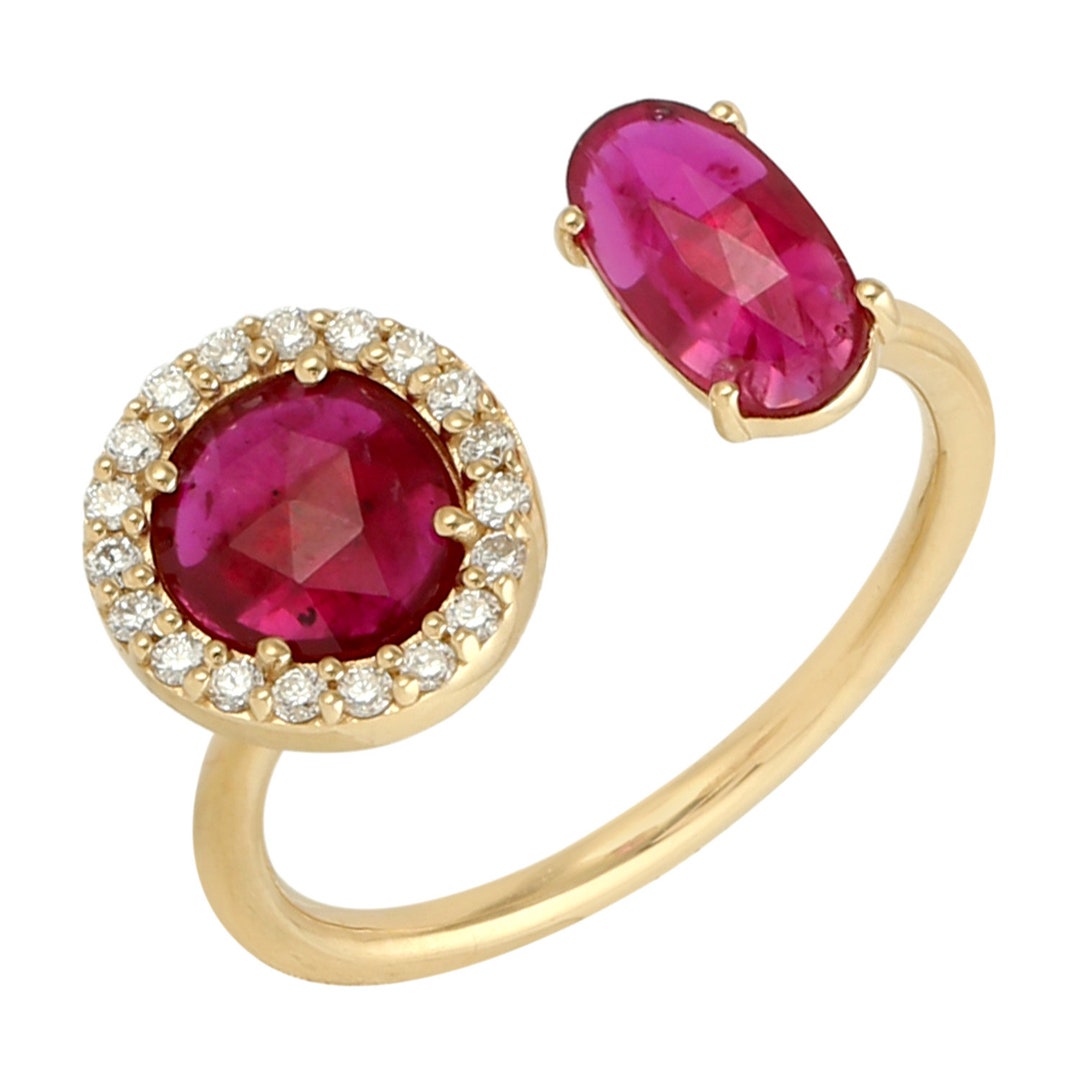 18K Yellow Gold Ruby & Diamond Bypass Ring by Barnaby Elegant Fine ...
